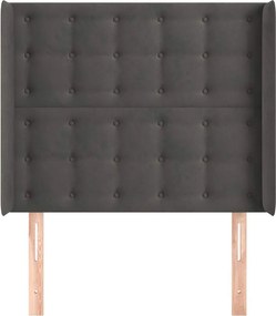Čelo postele typu ušák tmavě šedé 83x16x118/128 cm samet 3120045