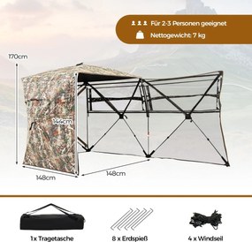 Costway Lovecký úkryt pro 2-3 osoby 360° průhledný myslivecký stan pro lov