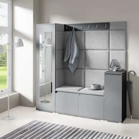 Eka Předsíňová stěna s čalouněnými panely Trinity 28 - Grafit / Šedá 2314