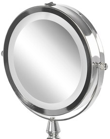 Kosmetické zrcátko s LED osvětlením ø 18 cm stříbrné MAURY Beliani