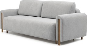 Světle šedá rozkládací/s úložným prostorem pohovka z textilie bouclé 244 cm Arcadova – ELTAP
