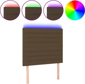 Čelo postele s LED tmavě hnědé 90x5x118/128 cm textil 3122549