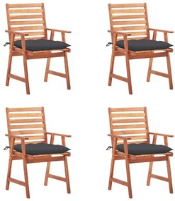 Zahradní jídelní židle s poduškami 4 ks masivní akáciové dřevo,  3078335