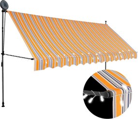 Ručně zatahovací markýza s LED světlem 350 cm žlutomodrá 145853