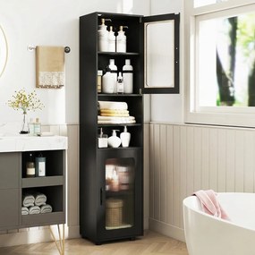 Costway Koupelnová skříňka vysoká s 2 průhlednými skleněnými – 40 × 30 × 170 cm