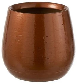 Měděný keramický obal na květináč Shiny copper M - Ø 22*19 cm