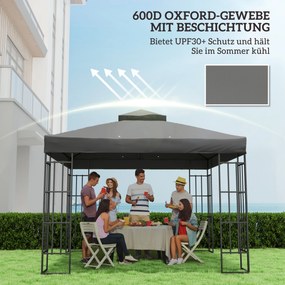 Náhradní střecha Outsunny pro altán 3 x 3 m, voděodolná střecha altánu, náhradní kryt s dvojitou střechou pro zahradní altán, části z oxfordské tkani…