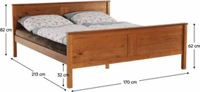 Postel, 160x200, borovicové dřevo v odstínu dub, PROVO NEW Kondela 0000400848