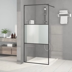 Sprchová zástěna walk-in černá 90x195 cm napůl mléčné ESG sklo