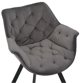 Designová otočná židle Kiara II šedý samet