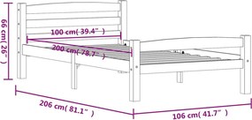 Rám postele bez matrace z masivního borovicového dřeva 90x200cm 322061