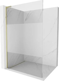 Mexen Kioto L, sprchová zástěna Walk-In 70 x 200 cm, 8mm čiré sklo-námraza, zlatý matný profil, 800-070-103-55-35