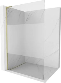 Mexen Kioto L, sprchová zástěna Walk-In 70 x 200 cm, 8mm čiré sklo-námraza, zlatý matný profil, 800-070-103-55-35