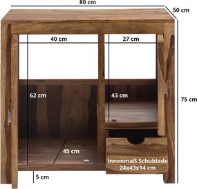 furniture-nabytek.cz - Masivní skříňka na umyvadlo z palisandru Lagos, lakované, hnědé – 80×50×75 cm
