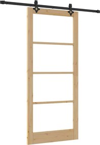 Posuvné dveře ORKDAL 93 x 211 cm Masivní borové dřevo a sklo 3332177