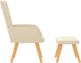 Relaxační křeslo se stoličkou krémové textil 327536