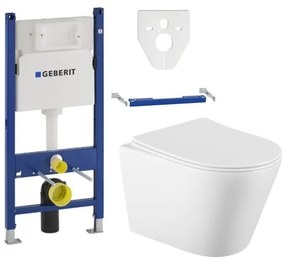 Závěsný set GEBERIT Duofix Basic+ WC RICO Rimless 48 x 35 cm + pomalu padající deska Slim, bílá, 3372XX00+39040100