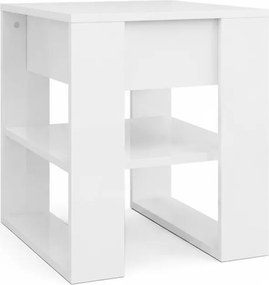 konfereční stolek, s odkládací policí, dřevo, 56x54x46 cm, bílá s vysokým leskem, Dekorino KS20260006