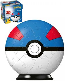 RAVENSBURGER Puzzleball 3D Pokeball skládačka 54 dílků Pokémon 2411265