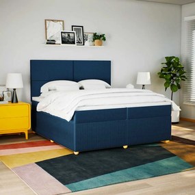 Box spring postel s matrací modrá 200x200 cm textil 3294462