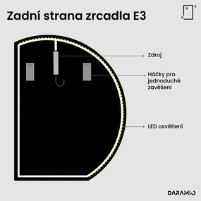 Kulaté zrcadlo do koupelny s LED osvětlením E3