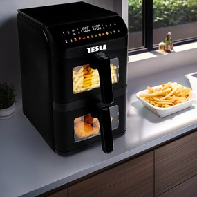 TESLA AirCook DualZone Q670 XXL - multifunkční duální digitální horkovzdušná fritéza
