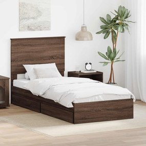 Postel s úložným prostorem se zásuvkou Hnědý dub 75 x 190 cm 3409607