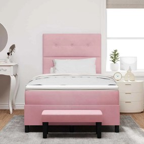 Postel s boxspringem s čelo Růžová 190 x 120 cm samet 3344503