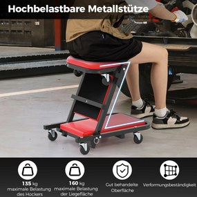 Costway 2 v 1 Montáž dílenského pojízdného prkna Válcovací prkno s 6 kolečky