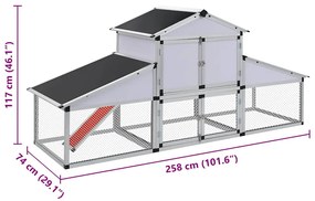 vidaXL Marketos Kurník s výběhem a kukaní na snášení vajec hliníkový