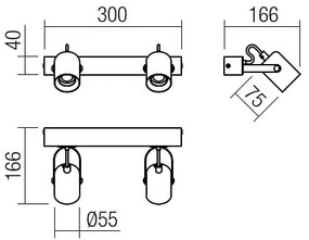 Redo 01-2416 - Nástěnné svítidlo TAFFI 2xE27/42W/230V černá/buk