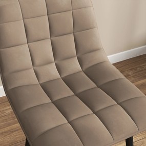 HOMCOM Sada 2 vysokých barových stoliček v nordickém stylu s opěradlem a podnožkou, látka s efektem sametu a kovové stoličky, 45x47x84 cm, hnědá