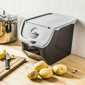 Orion Skladovací černý box na cibuli a brambory,zelené víko (12l)