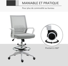 Vinsetto Výškově nastavitelná kancelářská židle s vysokým sedákem, rozměry 64D x 59Š x 104-124V cm, otočná kancelářská stolička 360°, prodyšná síťovi…