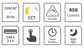LED Stmívatelná stolní lampa s USB LED/9W/230V 3000K/4000K/5500K černá