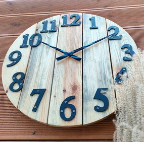 M.Clock Velké nástěnné dřevěné hodiny 49cm hnědé