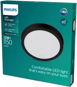 Philips Magneos černé / Přisazené LED svítidlo / kulaté / 21 cm / 12 W