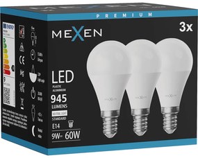 Mexen Nova 3x LED žárovka E14, G45, 9W, Neutrální - 4000K, 945 lm - L101-E14-0940-01x03
