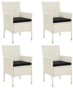 Zahradní židle s poduškami 4 ks polyratan bílé,  316691