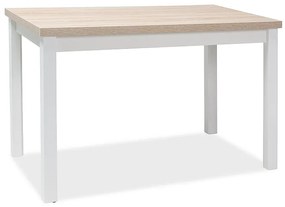 Bílý jídelní stůl s deskou v dekoru dub sonoma ADAM 100x60