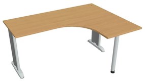 Stůl ergo oblouk levý 160×120 cm - Hobis Flex FE 60 L Dekor stolové desky: buk, Barva nohou: Stříbrná