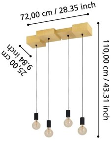 Eglo 43799 - Lustr na lanku HALKIN 4xE27/40W/230V