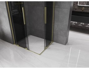 Mexen Velar L Duo, sprchový kout s posuvnými dveřmi 90 x 80 cm, 8mm šedé sklo, zlatá matná, 871-090-080-02-43-55