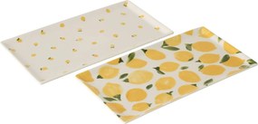 Sada 2 keramických táců s motivem citrónů Casa Limone - 31*17*1,5 cm