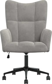 Relaxační křeslo světle šedé samet 328172