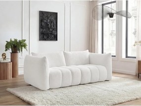 Bílá pohovka z textilie bouclé 234 cm Azra – Bobochic Paris