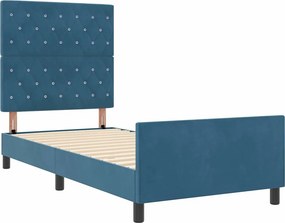 Postel s boxspringem s čelo Tmavě modrá 90 x 190 cm samet 3344847