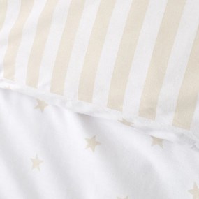 Bílé/béžové bavlněné dětské povlečení do postýlky 120x150 cm Mini Star &amp; Stripes – Bianca