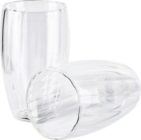 Sada 2 ks skleněných hrnků PETER STRIPES 450 ml čirá