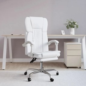 vidaXL Polohovací kancelářská židle umělá kůže [349624] Barva: Bílá